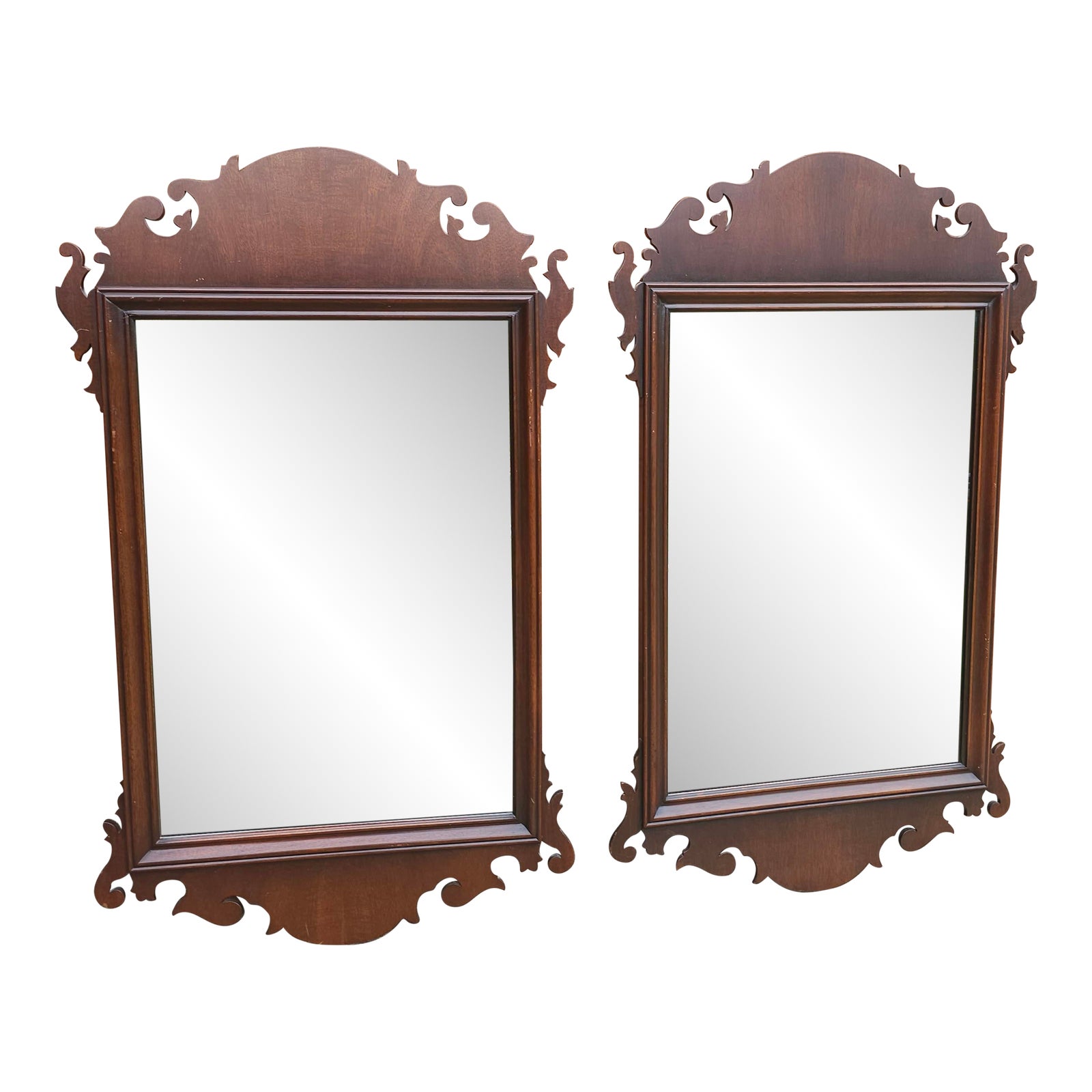 Pair Mid 20th Century Kindel Chippendale Style Oxford Mahogany Mirrors ... Pair Mid 20th Century Kindel Chippendale Style Oxford Mahogany Mirrors ...