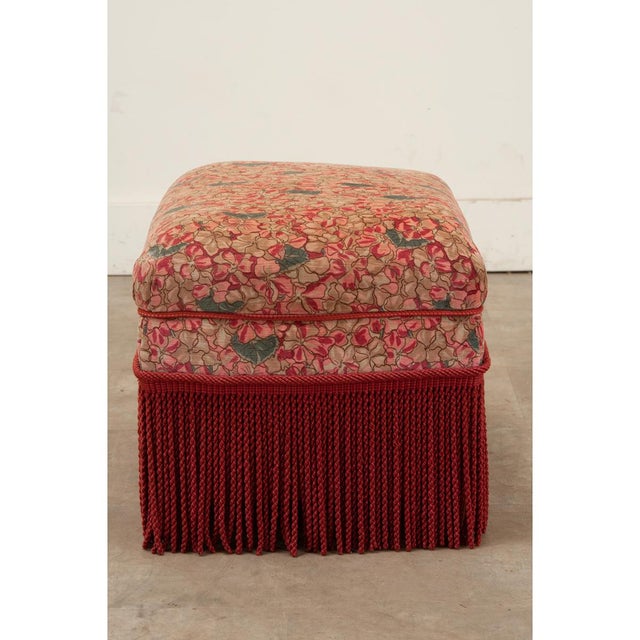 Early 20th Century Vintage Upholstered Storage Stool with Fringe | Chairish