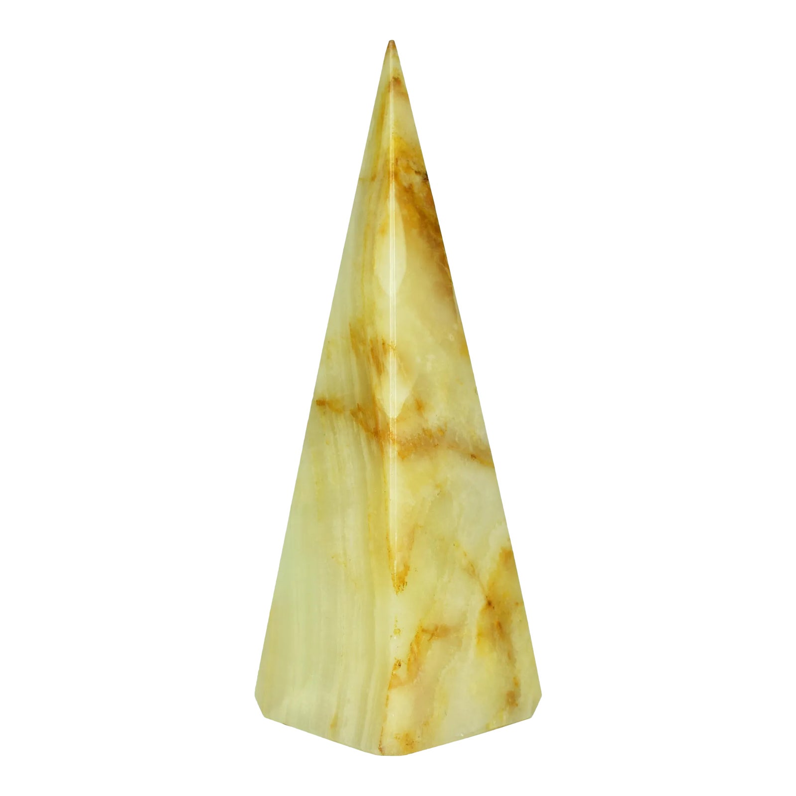 Late 20th Century Modern Solid Alabaster Onyx Elongated Pyramid Obelisk ...