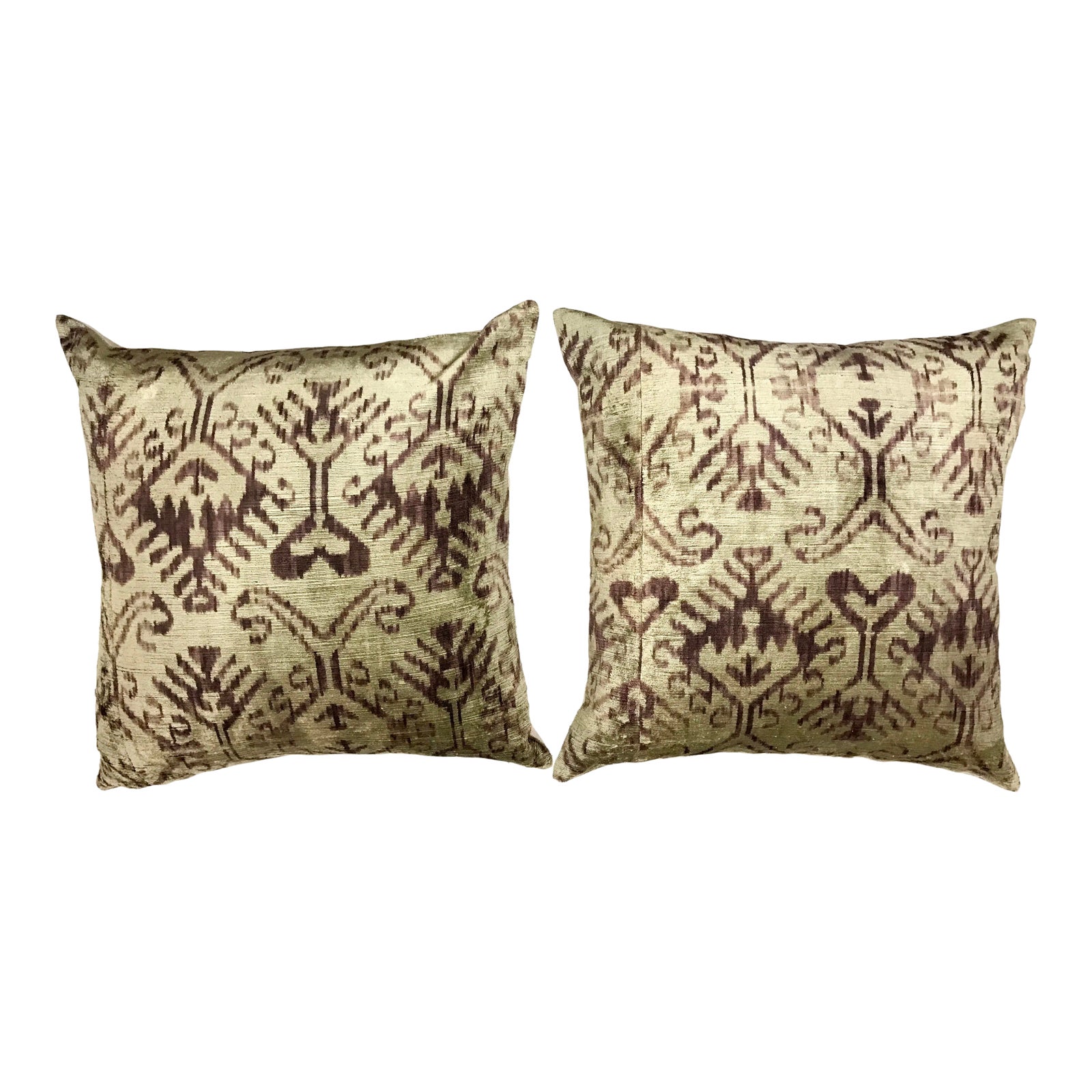 Purple Silk Ikat Pillows - a Pair | Chairish