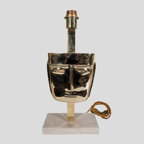 Vintage Brass Sculpture Face Mask Table Lamps, 1970s, Set of 2 | Chairish