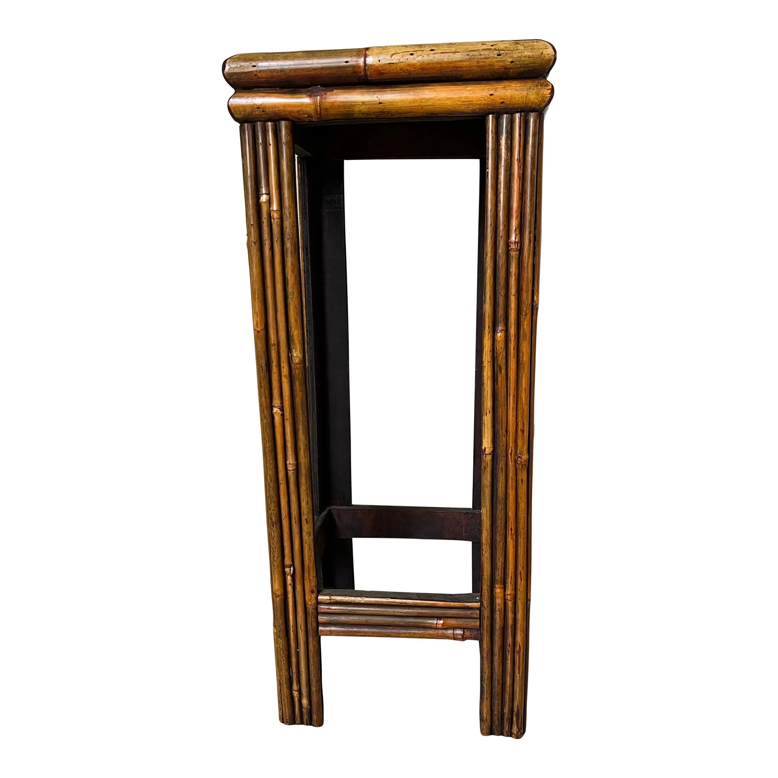 1970s Vintage Pencil Reed Bamboo Side Table | Chairish