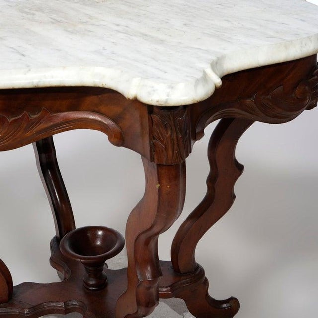 Antique Victorian Walnut & Marble Turtle Top Parlor Table Circa 1890 ...