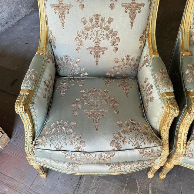 French Rococo Style Pair Chair Set With Gold Details | Chairish