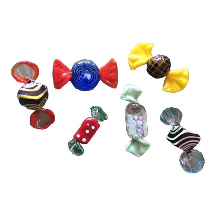 1970s Hand Blown Glass Candies- Set of 6 | Chairish