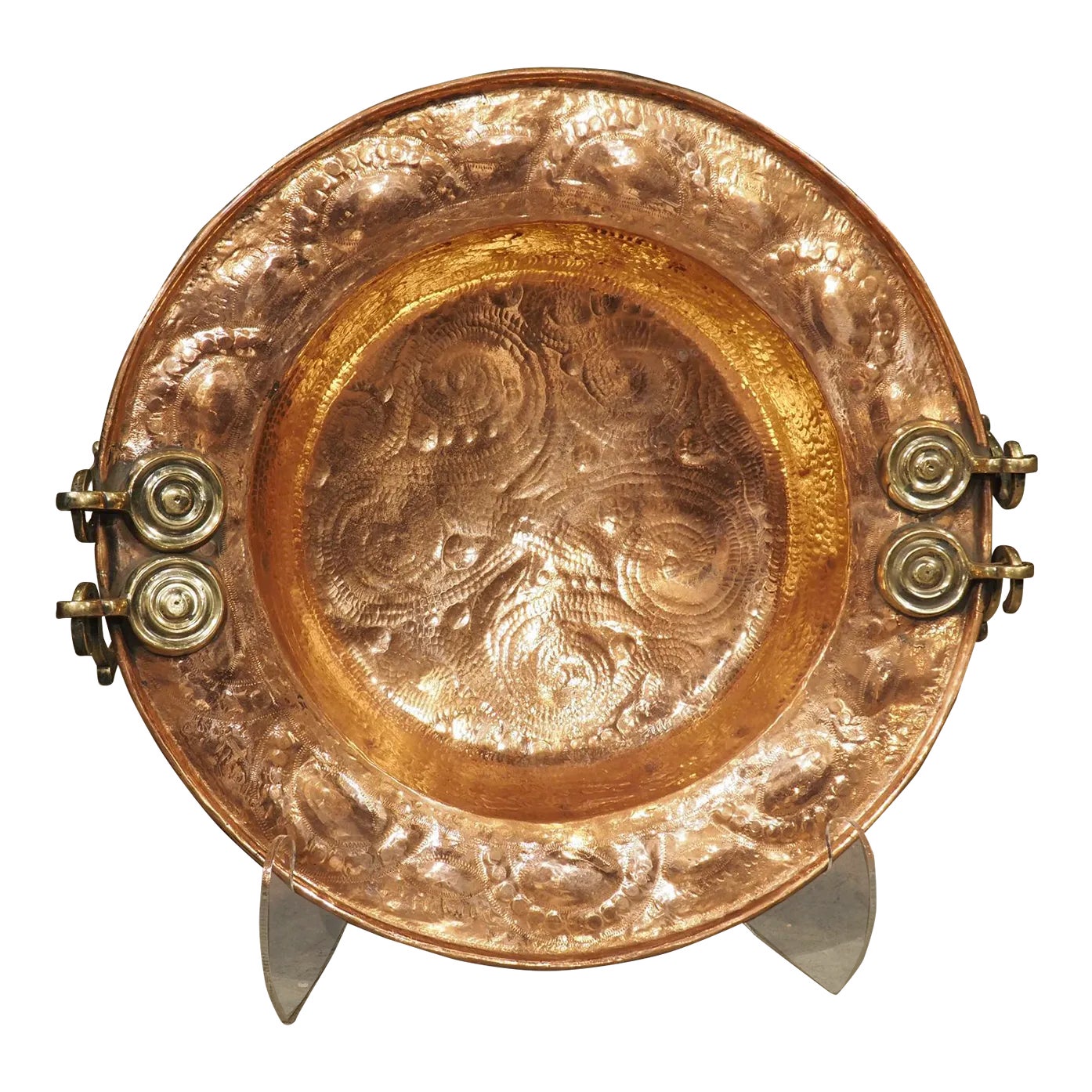 18th Century Spanish Repousse Copper and Brass Brazier Bowl | Chairish