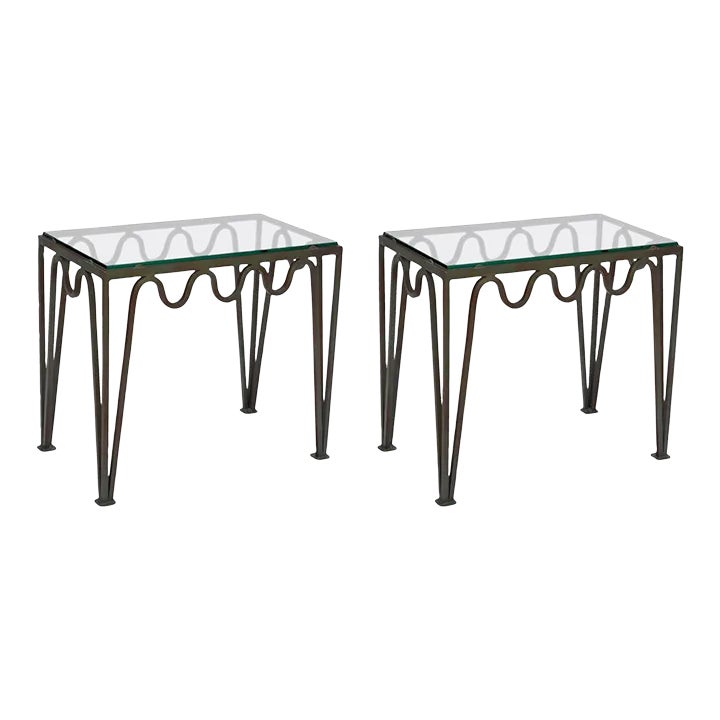 Pair of 'Méandre' Verdigris and Glass Side Tables by Design Frères ...