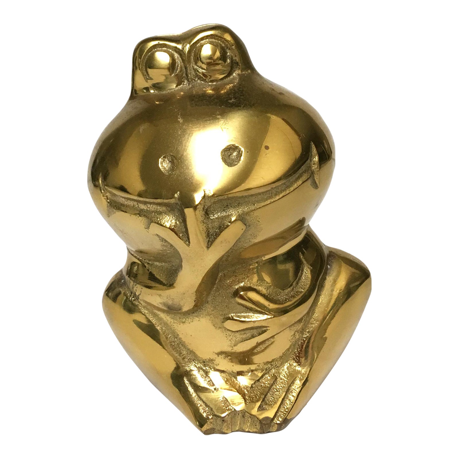Mid 20th Century Brass Laughing Frog Bank Happy Brass Frog Coin Bank ...