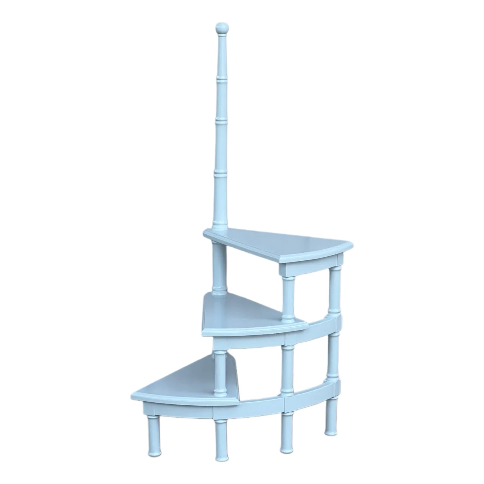 Lacquered Vintage Faux Bamboo Library Ladder | Chairish