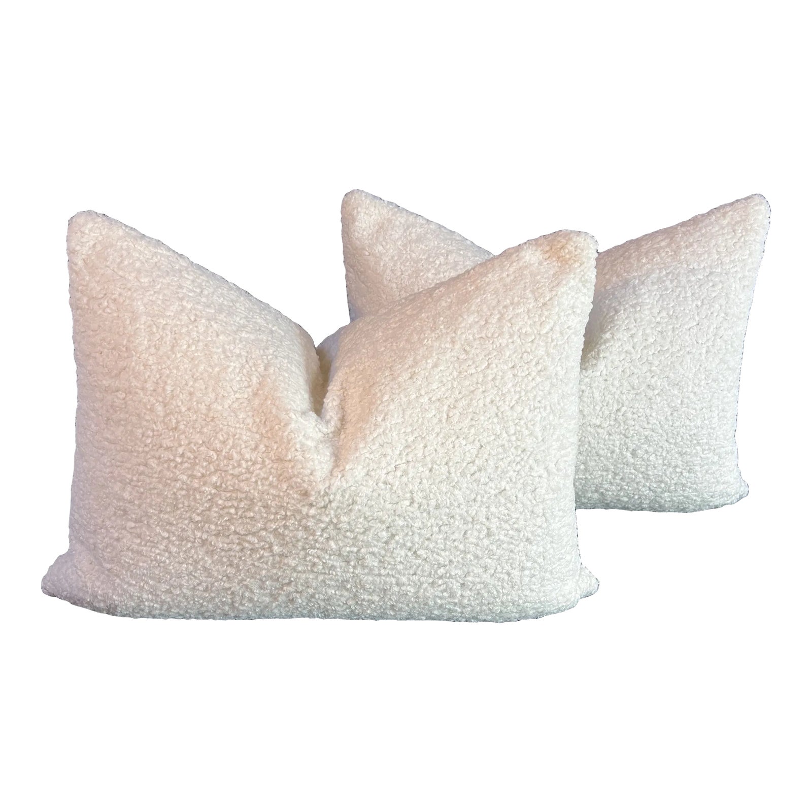Early 21st Century Boucle Puffy Luxury Pillow- a Pair | Chairish
