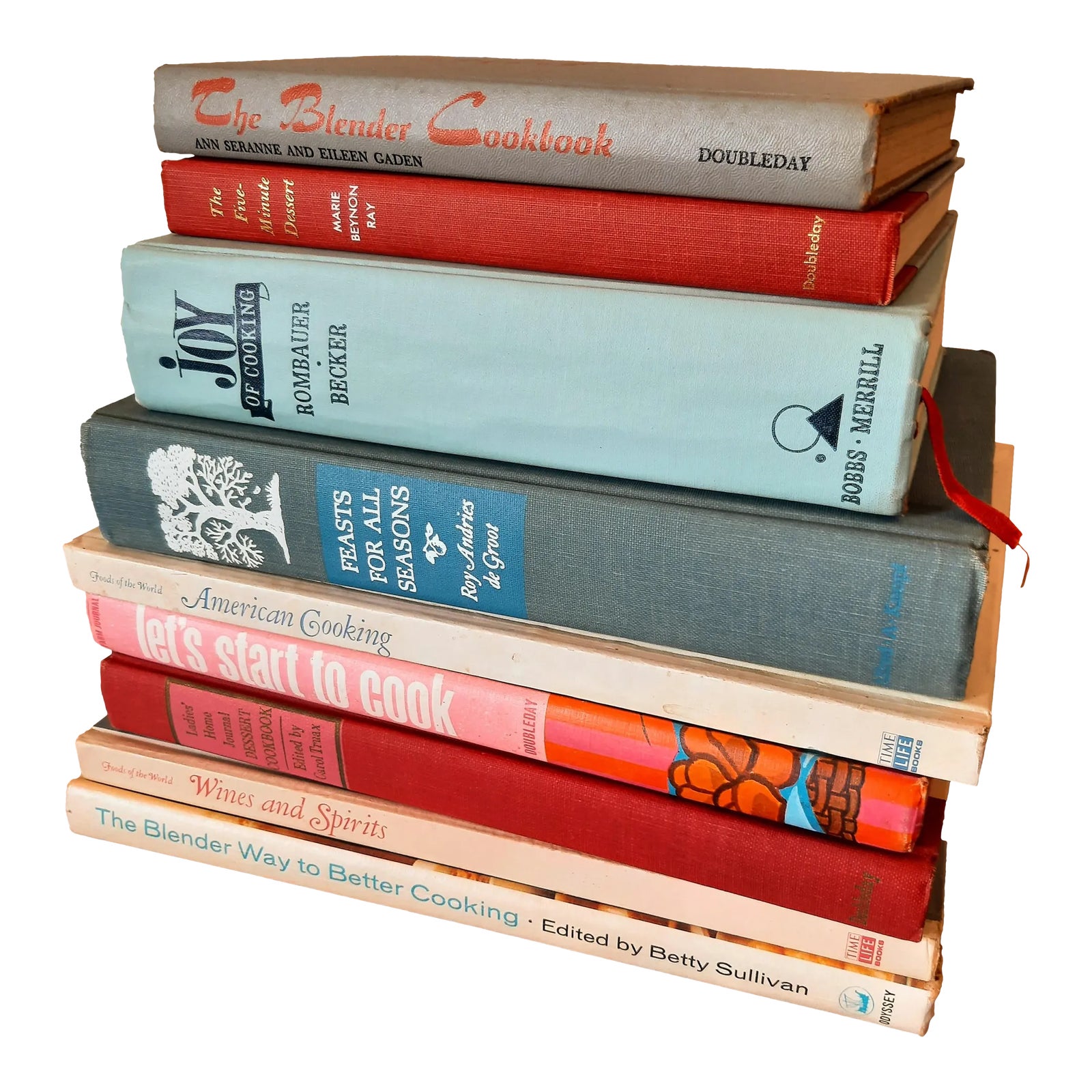 Vintage Cookbooks Stack Library Kitchen Books | Chairish