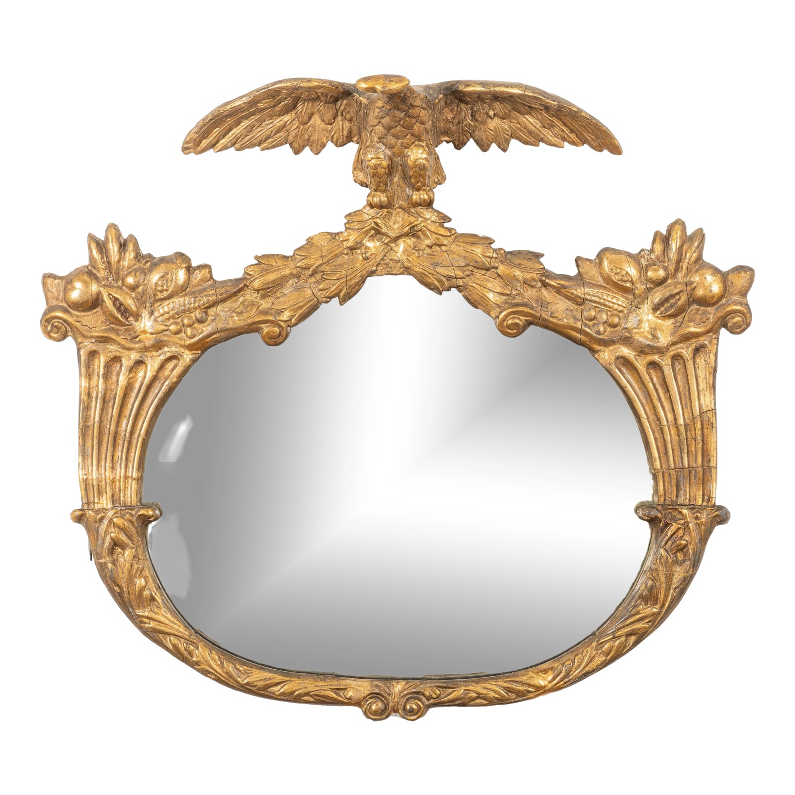 19th Century American Oval Gilt Gesso Mirror Frame With Eagle Crest ...