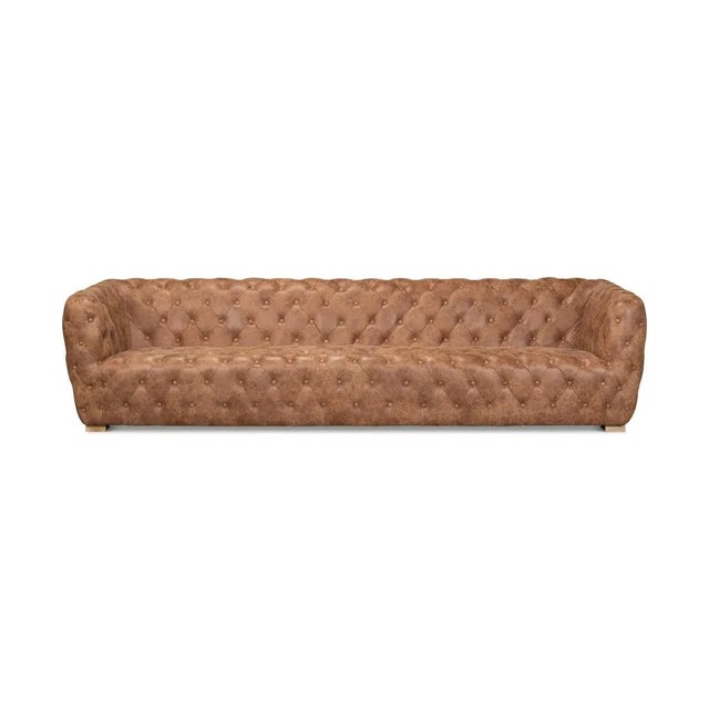 Contemporary Tufted Leather Sofa | Chairish