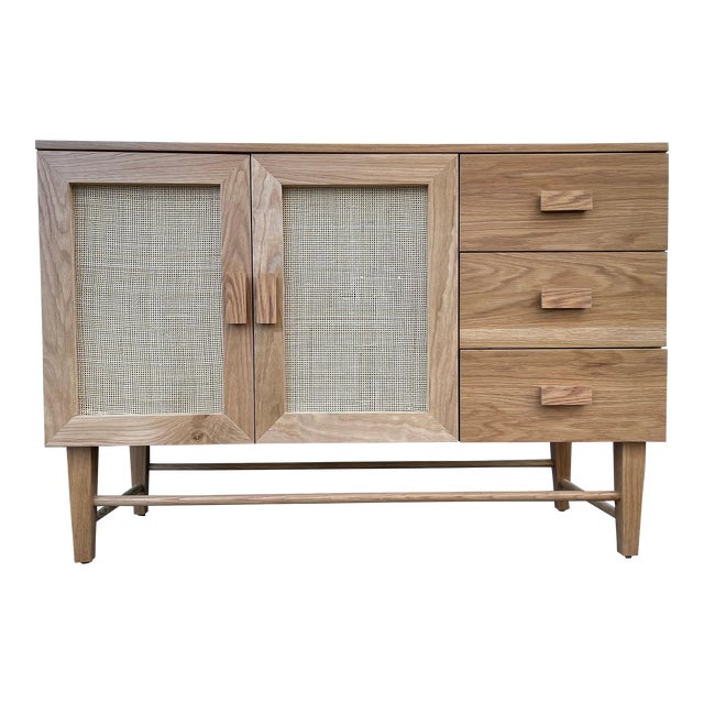 Mid Century White Oak Single Sink Vanity, 50" | Chairish