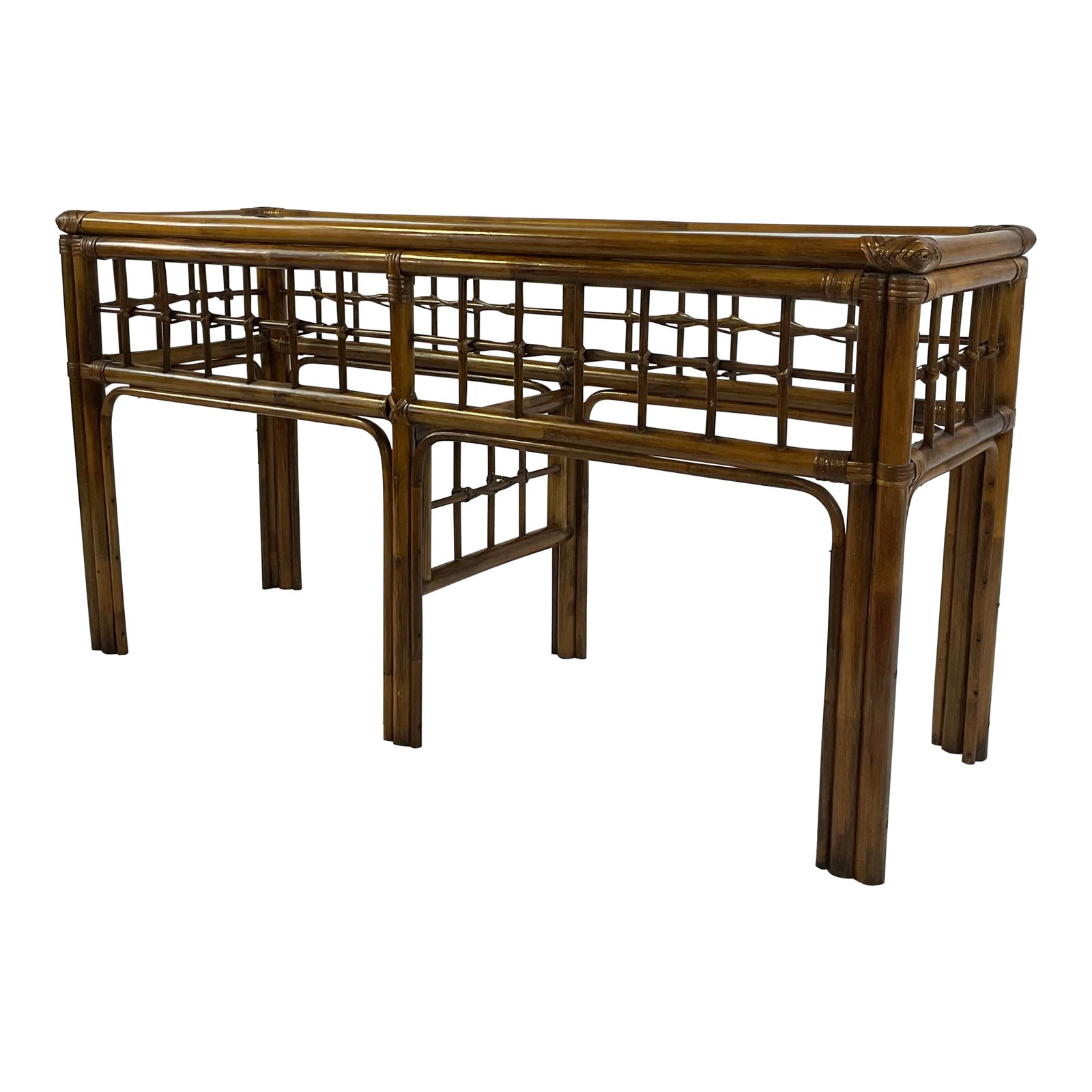 Vintage 1970s Chinoiserie Coastal Boho Chic Bamboo Console Table ...
