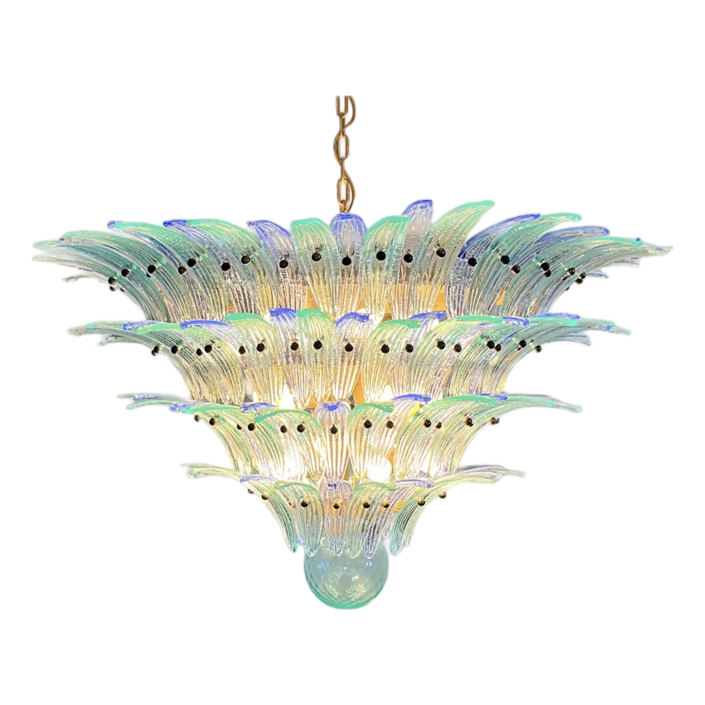 Chandelier Palmette - Four Levels, 160 Blue and Turquoise Glasses ...