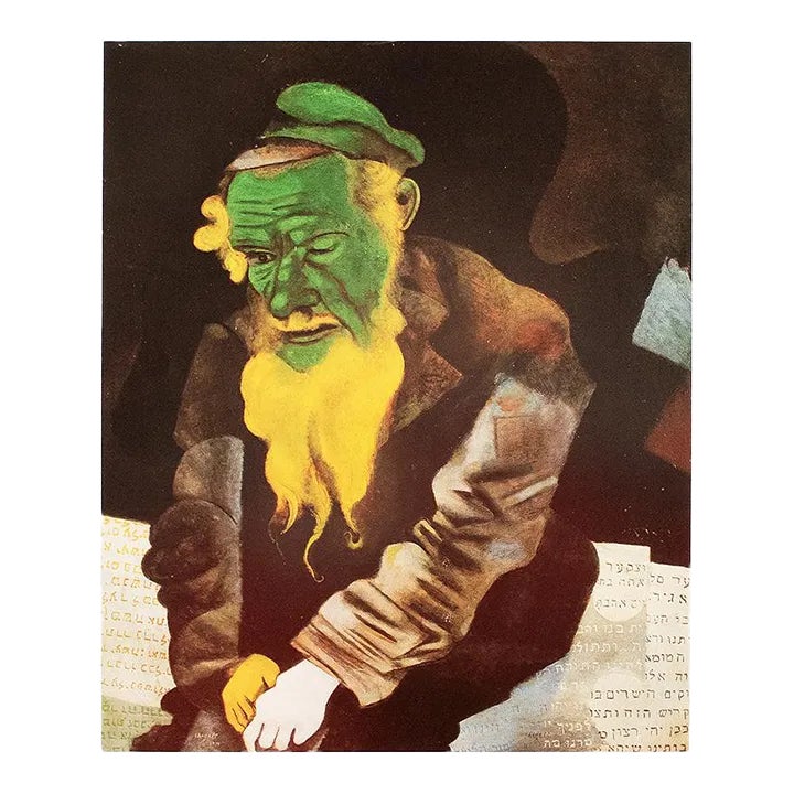 1972 After Marc Chagall "Jew in Green", Full-Color Parisian Print ...