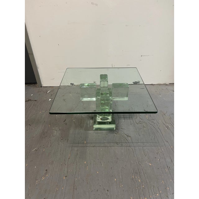 Mid-Century Modern Italian Glass Block Table | Chairish