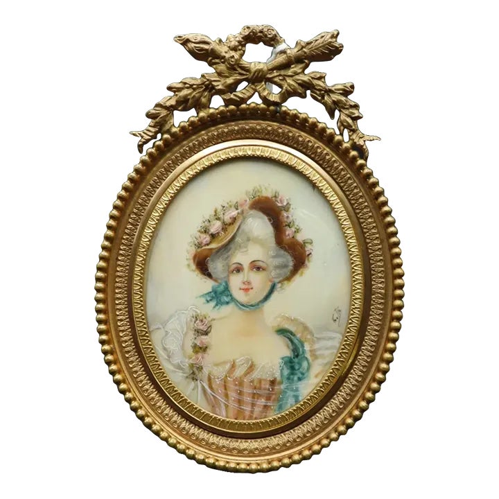 18th C French Miniature Portrait Louis XVI Court Style Young Lady ...
