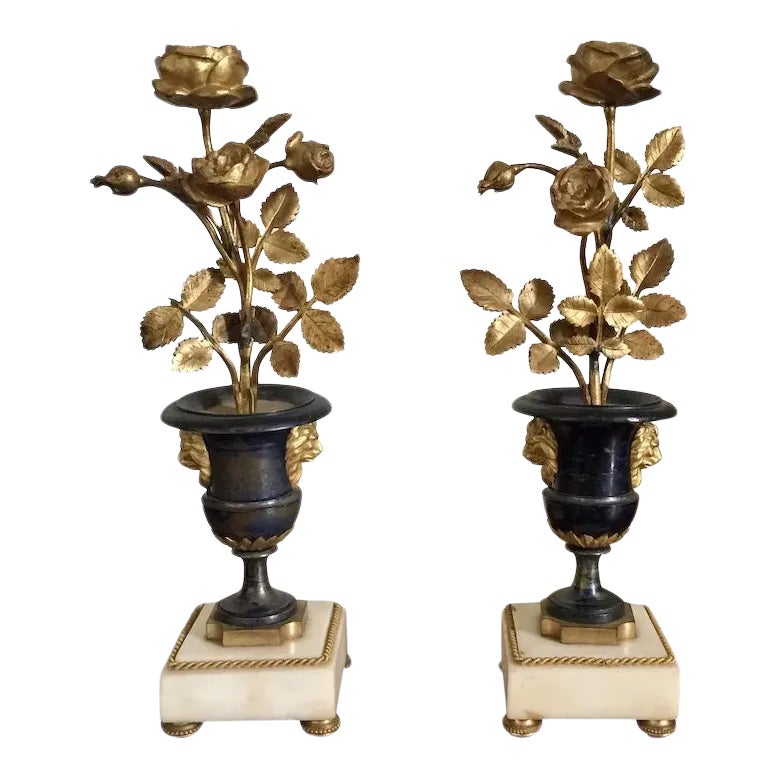 18th Century French Louis XVI Period Fire Gilt Bronze and White Marble ...