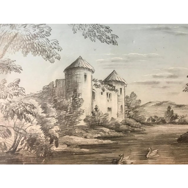 19th Century Antique Pencil and Watercolor Drawing | Chairish