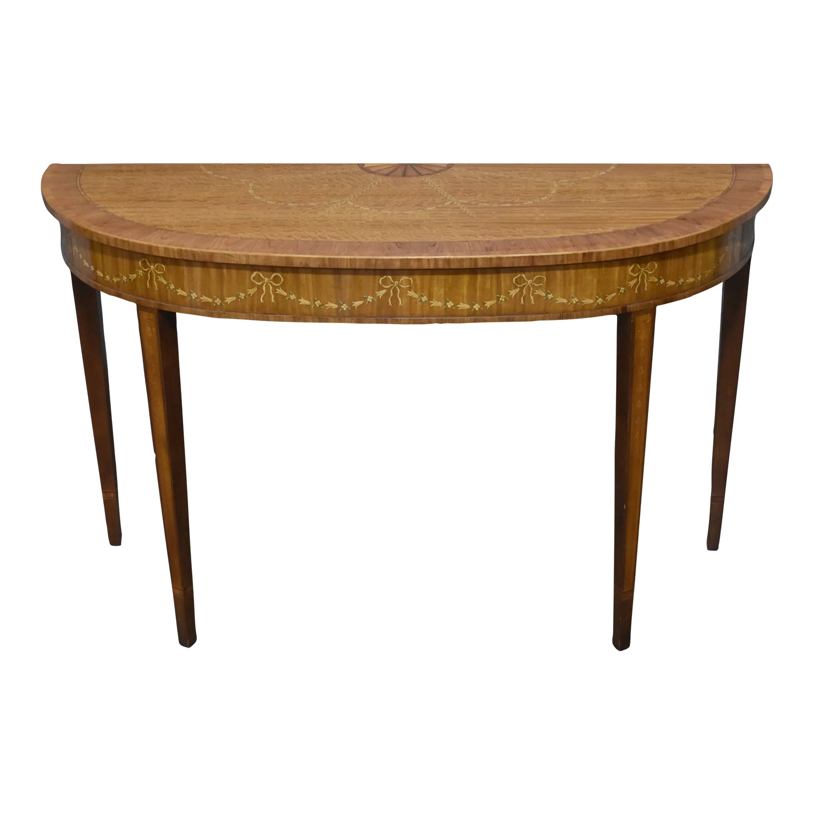 Mid 20th Century Heritage Heirloom Demi Lune Hall Table Console Table ...