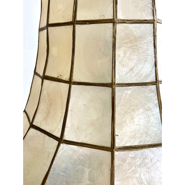 Midcentury Capiz Shell Scalloped Shades on Brass Lamps, a Pair | Chairish