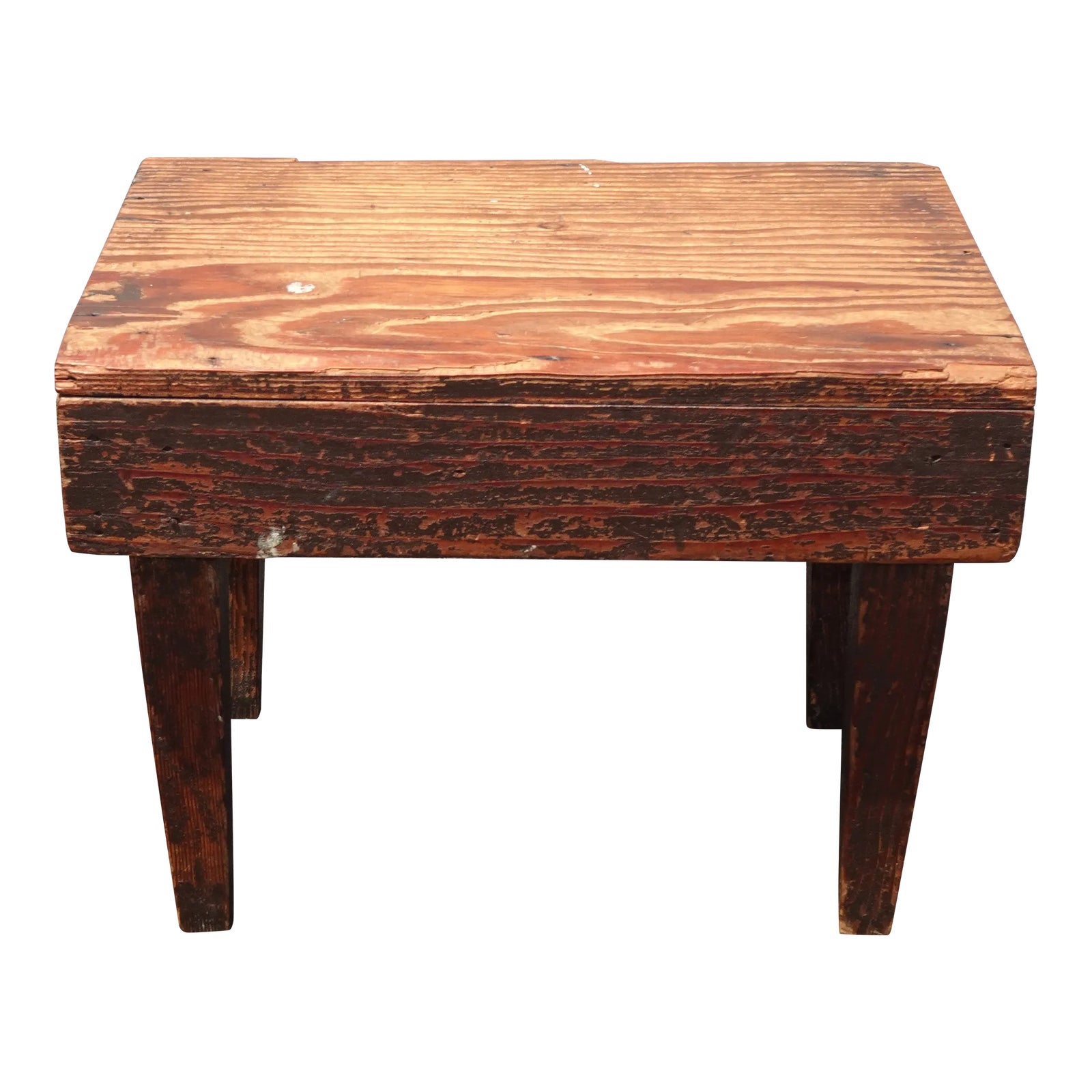 Vintage French Country Farmhouse Solid Wood Rustic Footstool Bench ...