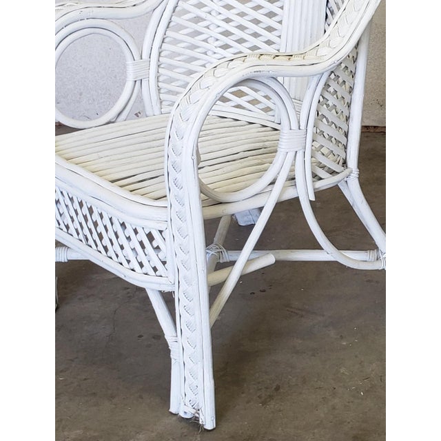 Vintage White Natural Wicker Rattan Chairs - a Pair | Chairish