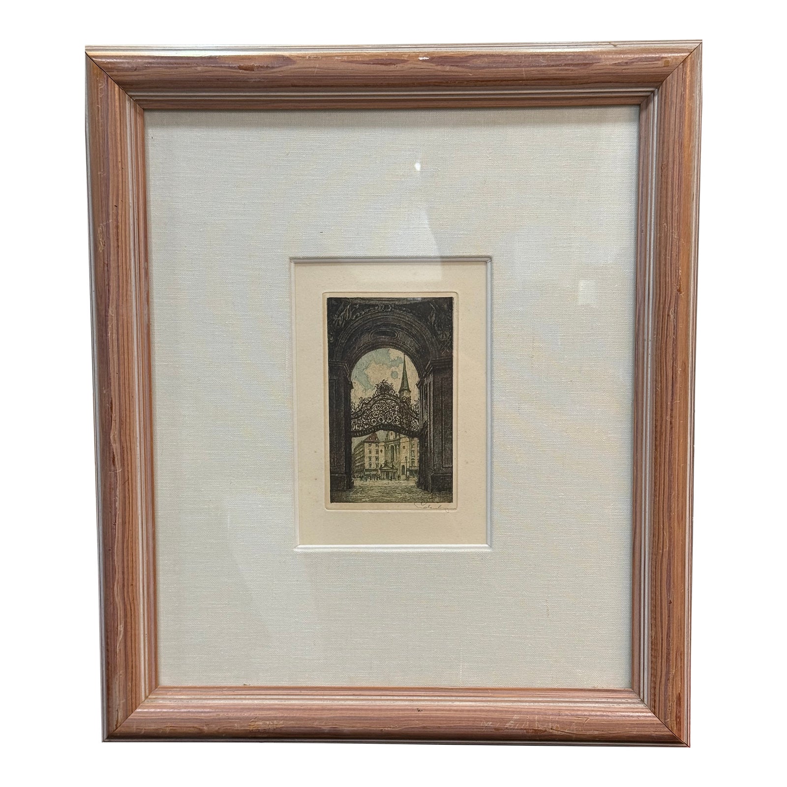 Late 20th Century Vienna Palace Gate Etching on Paper by Josef ...
