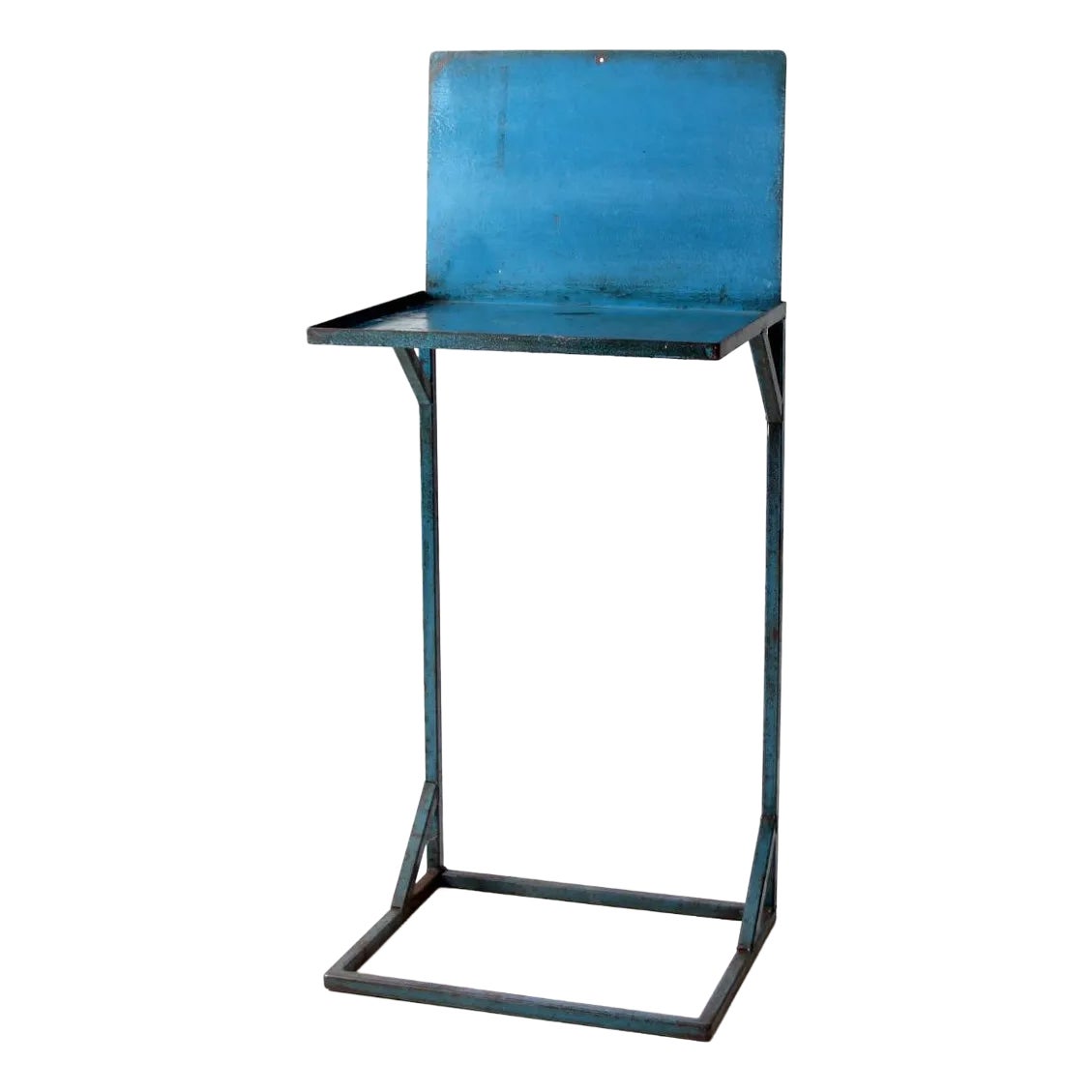 Vintage Industrial Blue Metal Standing Desk | Chairish
