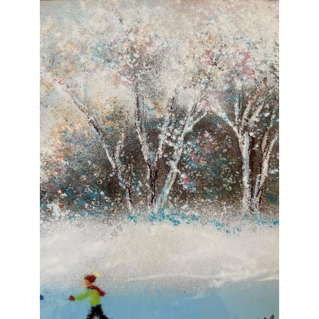 1980s Original Enamel on Copper Painting by David Karp, Framed | Chairish