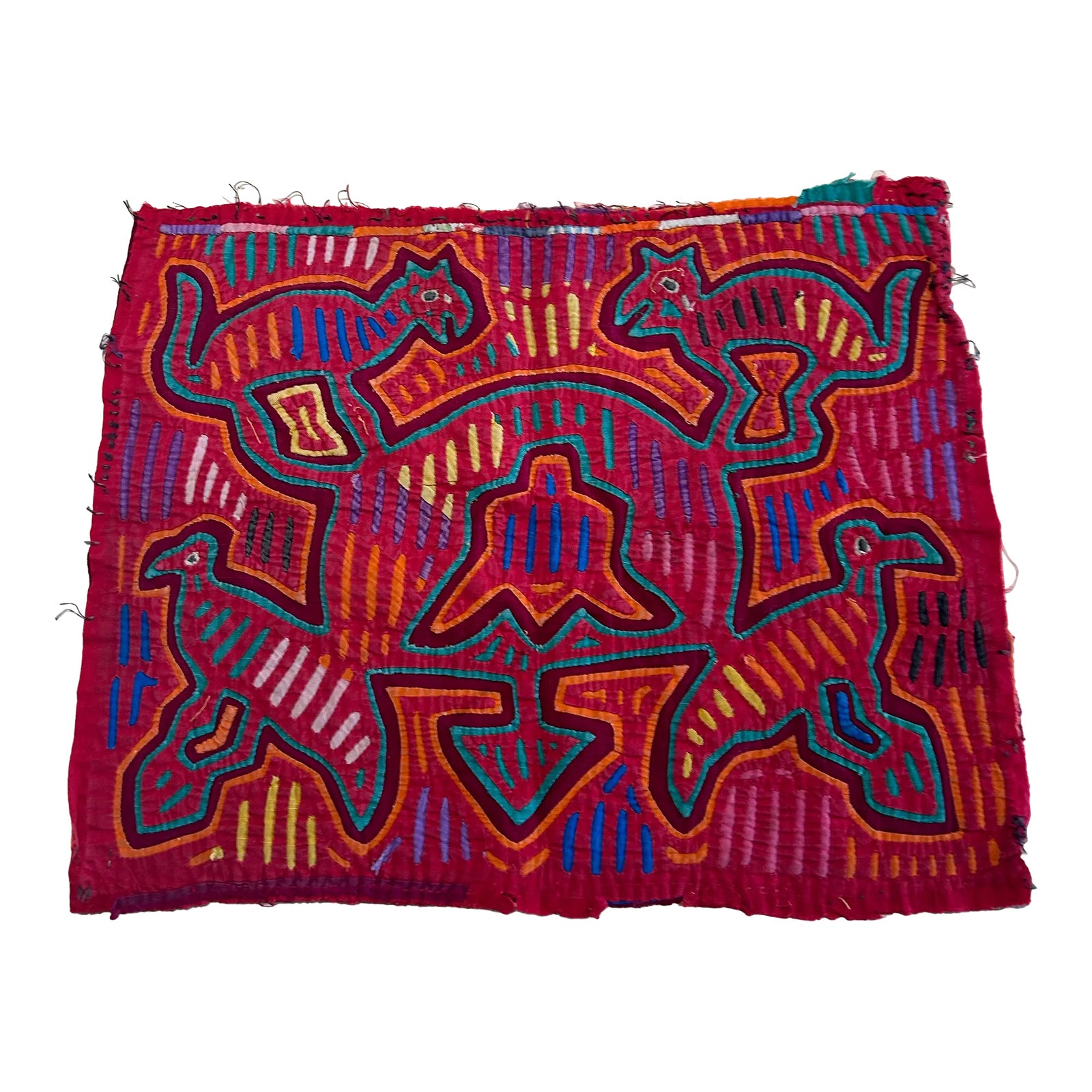 1970s Kuma Mola Art Bird Cotton Fabric | Chairish