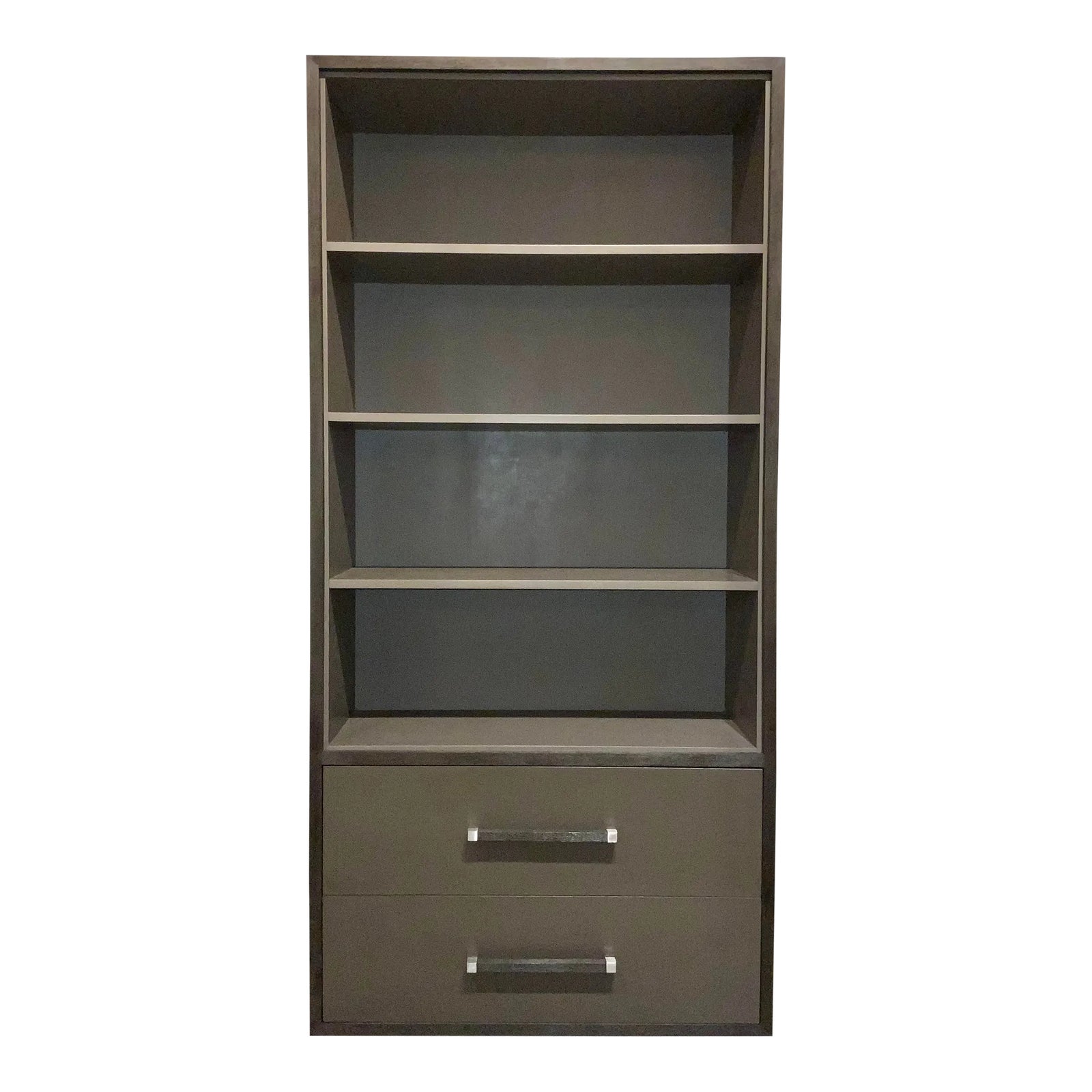 Theodore Alexander Modern Taupe Rowley Bookcase | Chairish