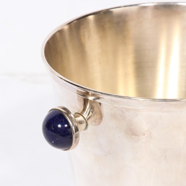 Mid-Century Modernist SilverPlate Ice Bucket With Inlaid Lapis Lazuli ...