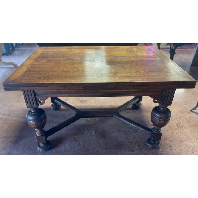 Early 20th Century Dual-Leaf Carved Traditional Dining Table | Chairish