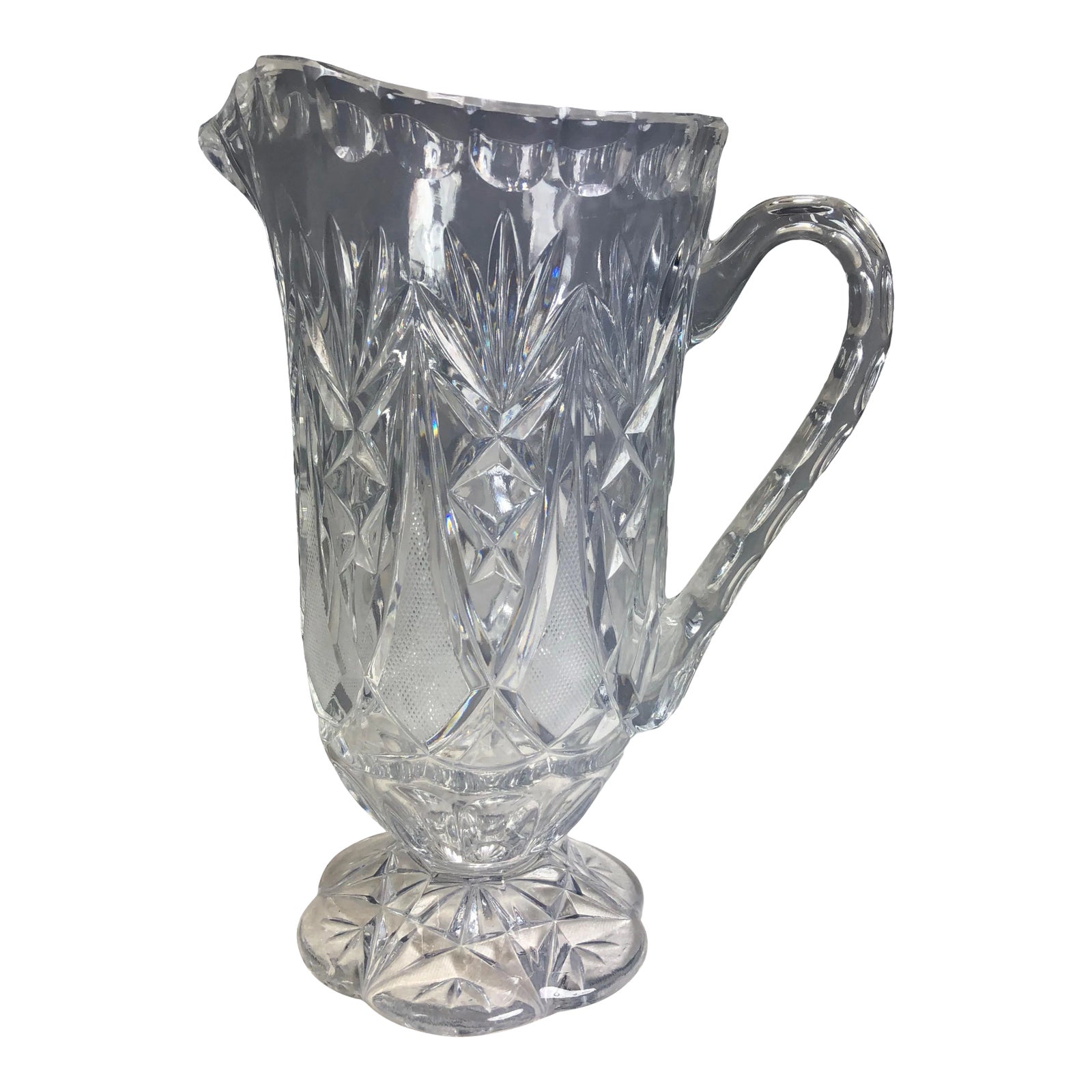 Vintage Mid 20th Century Tall Brilliant Cut Crystal Glass Diamond Water ...