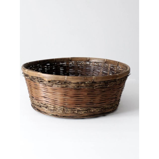 Vintage Woven Reed Basket | Chairish