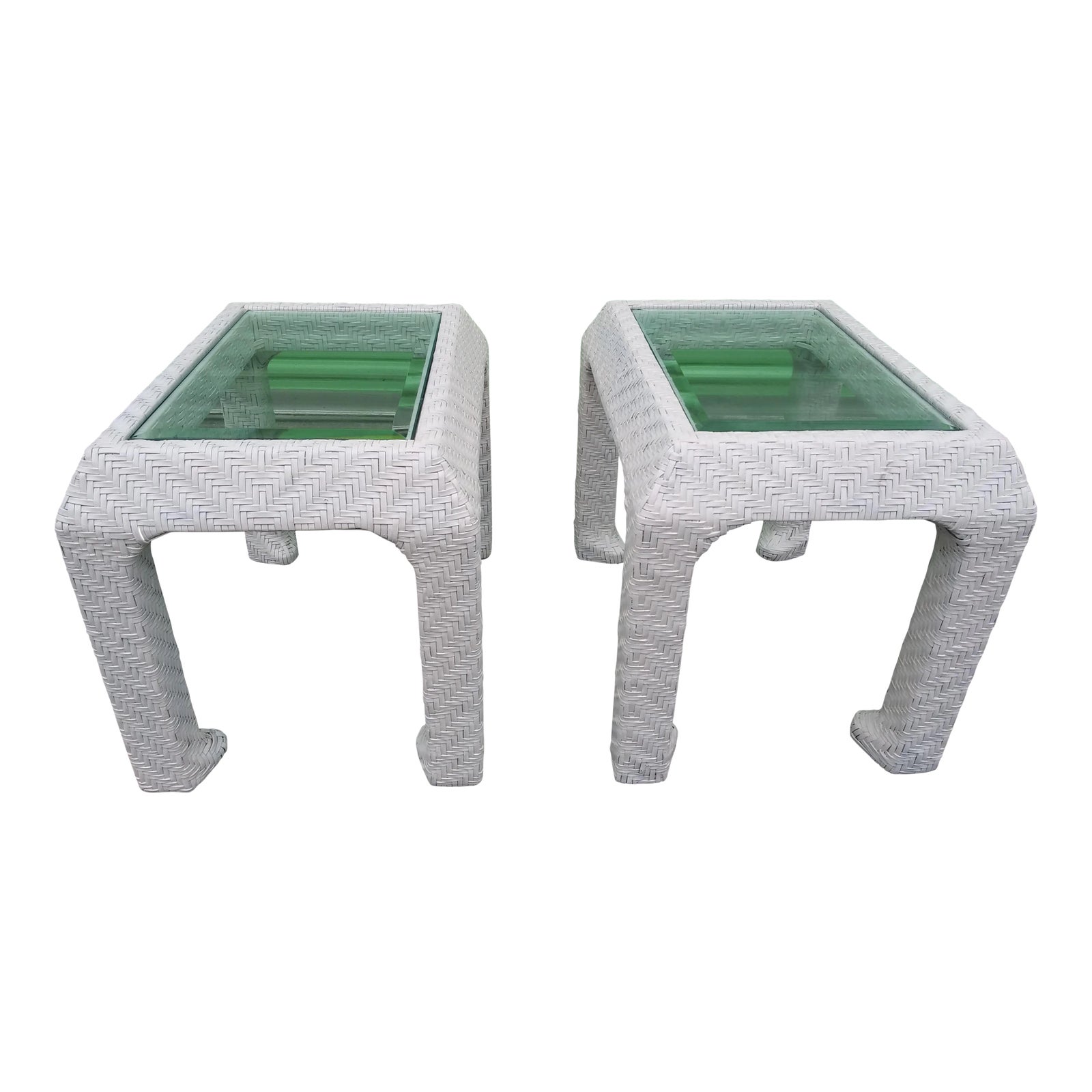 Greenbrier Collection- Vintage 1980’s Leather Weave Ming End Tables ...