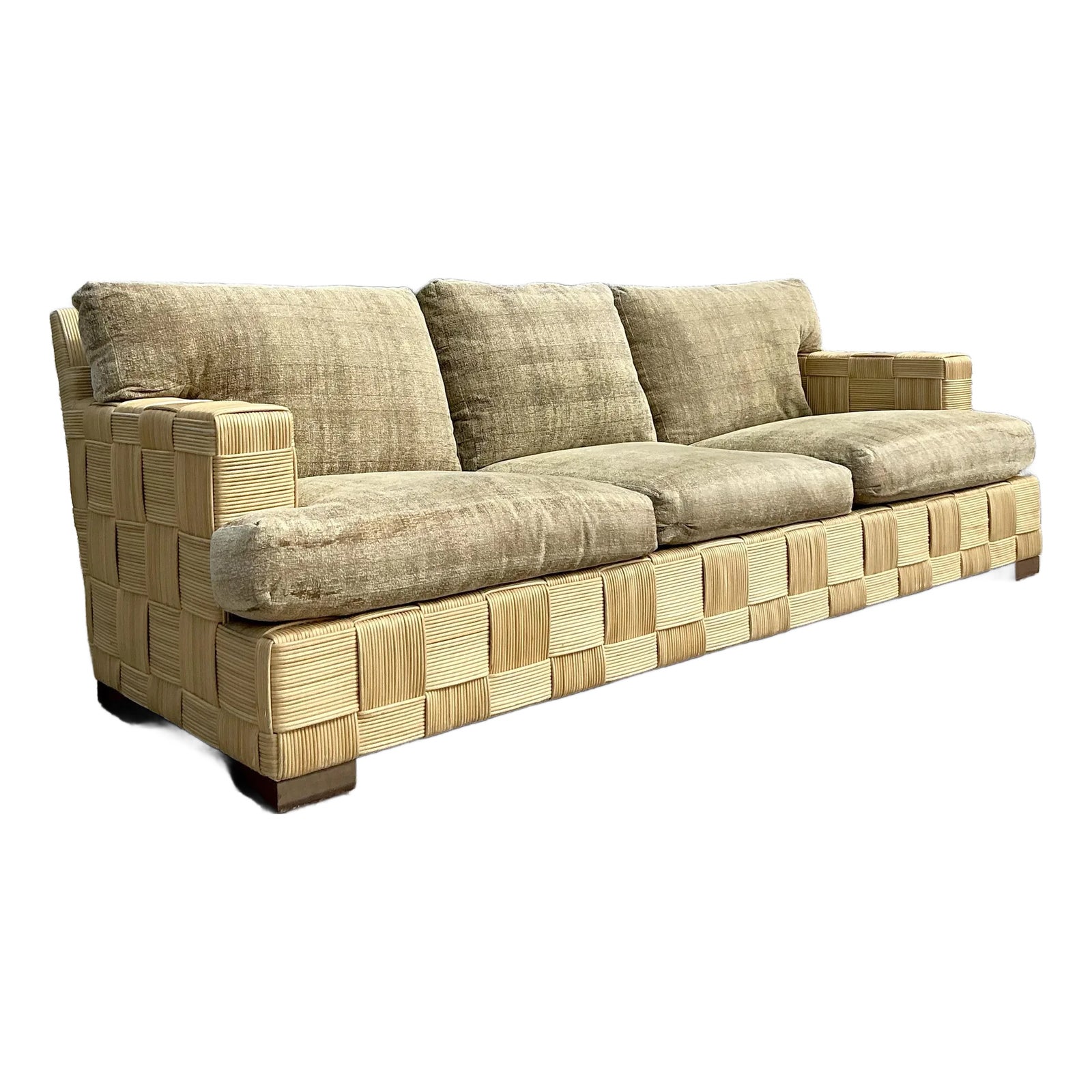 Vintage Coastal Donghia “Block Island” Woven Rattan Sofa | Chairish