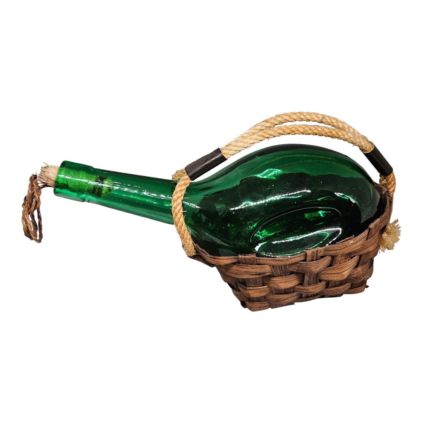 Vintage 1960's Wine Decanter and Basket | Chairish