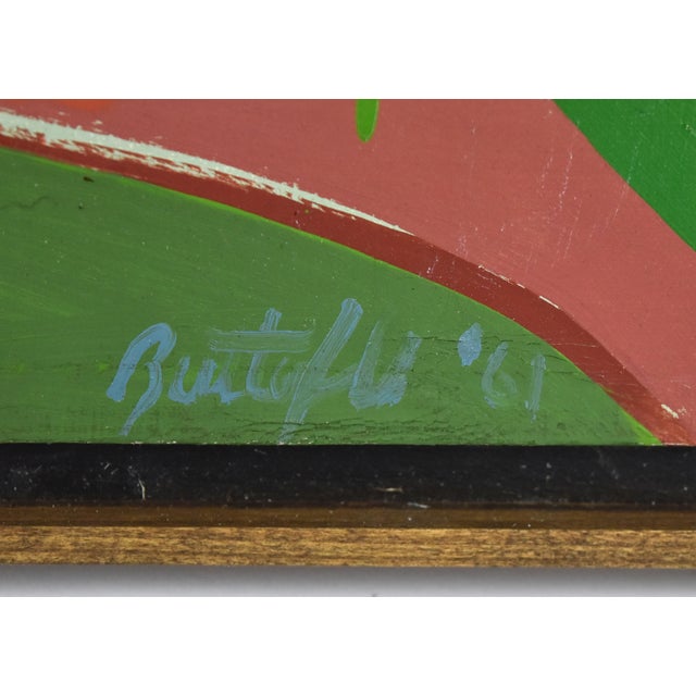 Vintage 1960 Colorful Abstract Oil Painting by Peter Butterfield | Chairish