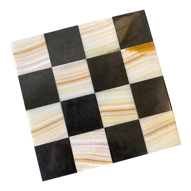 Vintage Square Checkered Stone Tile, Circa 1980s | Chairish