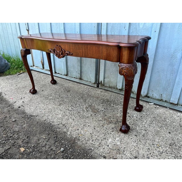 1990s Henkel Harris Chippendale Style Carved Mahogany Console Table ...