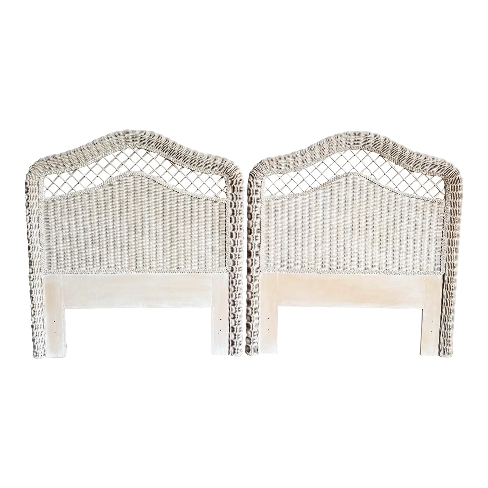 Boho Chic White Washed Wicker Twin Size Headboards by Henry Link - a ...