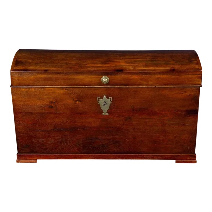 Large Chest Round Lid Chest | Chairish