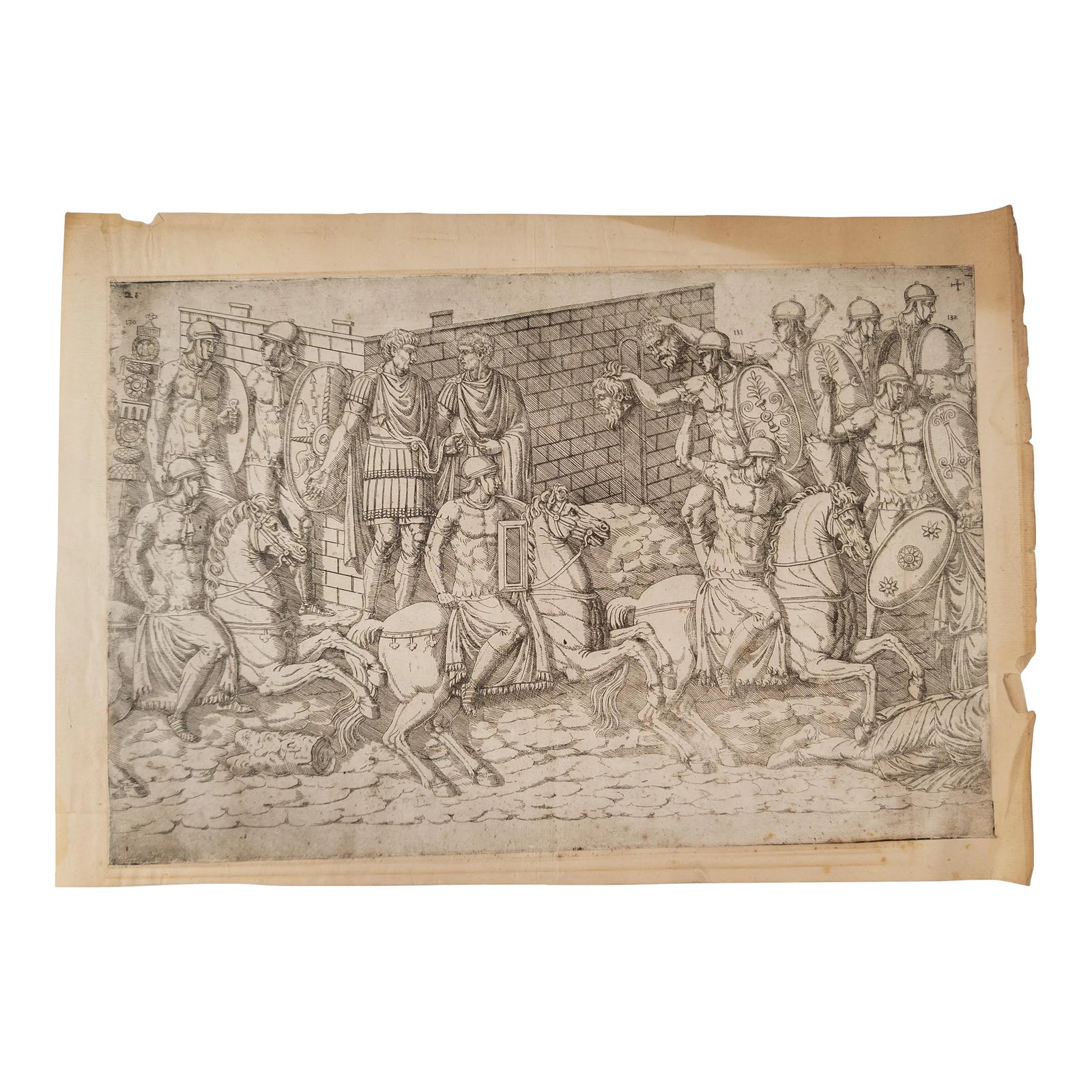 17th Century Italian Old Master Copper Plate Etching Engraving of Roman ...