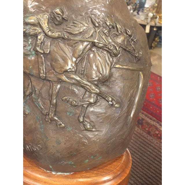 1980s Americana Bob Parks Bronze Plaque of Polo Rider With Horses ...