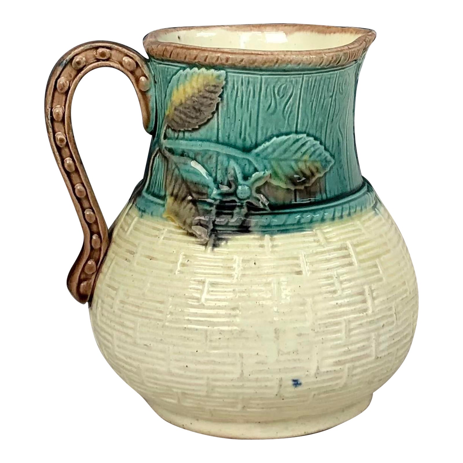 Vintage Aesthetic Movement Majolica Pitcher | Chairish