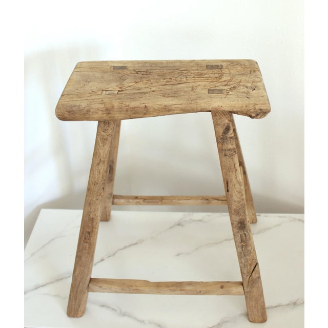 Vintage Distressed Rustic Stool/Side Table/Wabi Sabi Farmhouse Wood 19 ...
